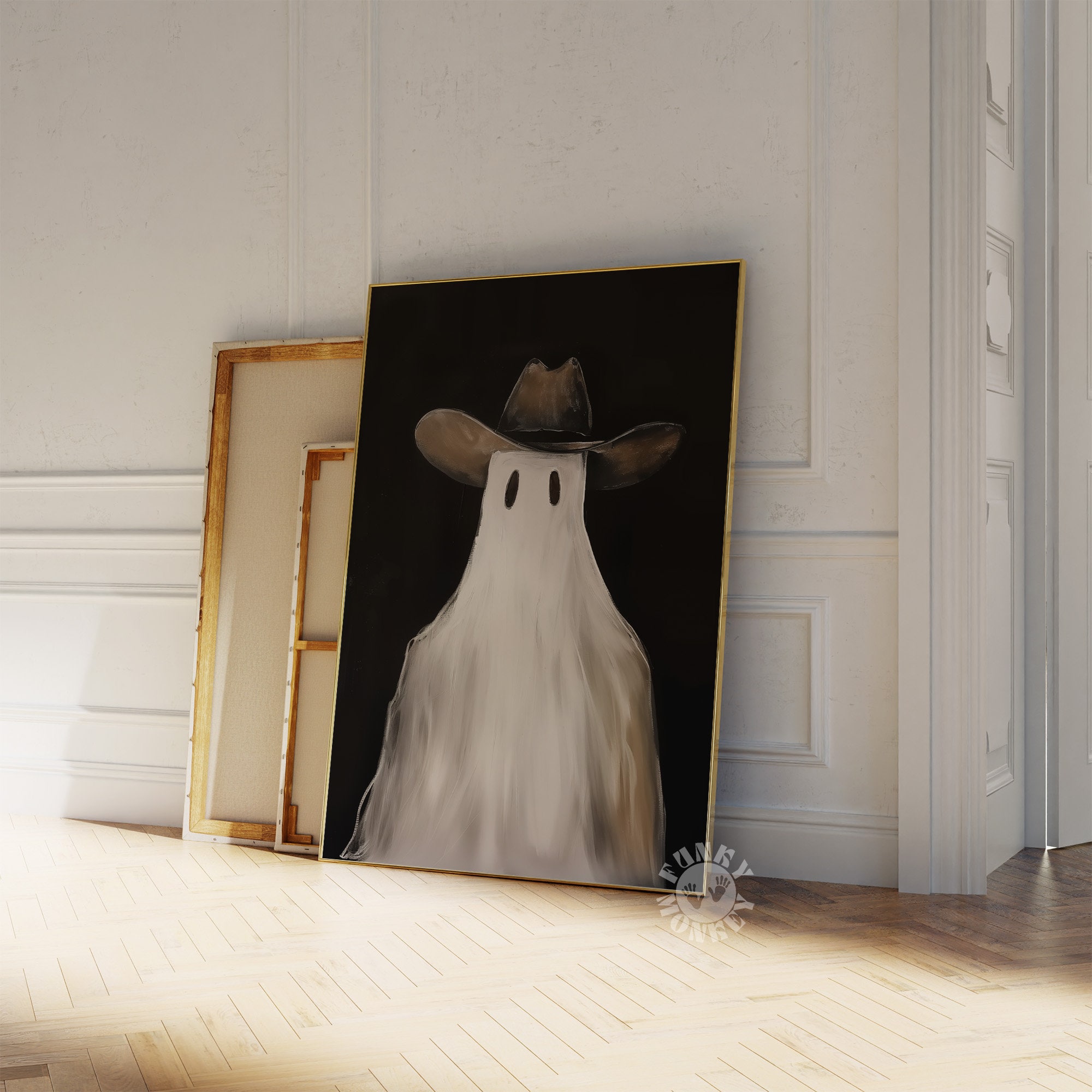 Ghost Cowboy Print, Western Halloween Decor, Cute Ghost With Cowboy Hat ...