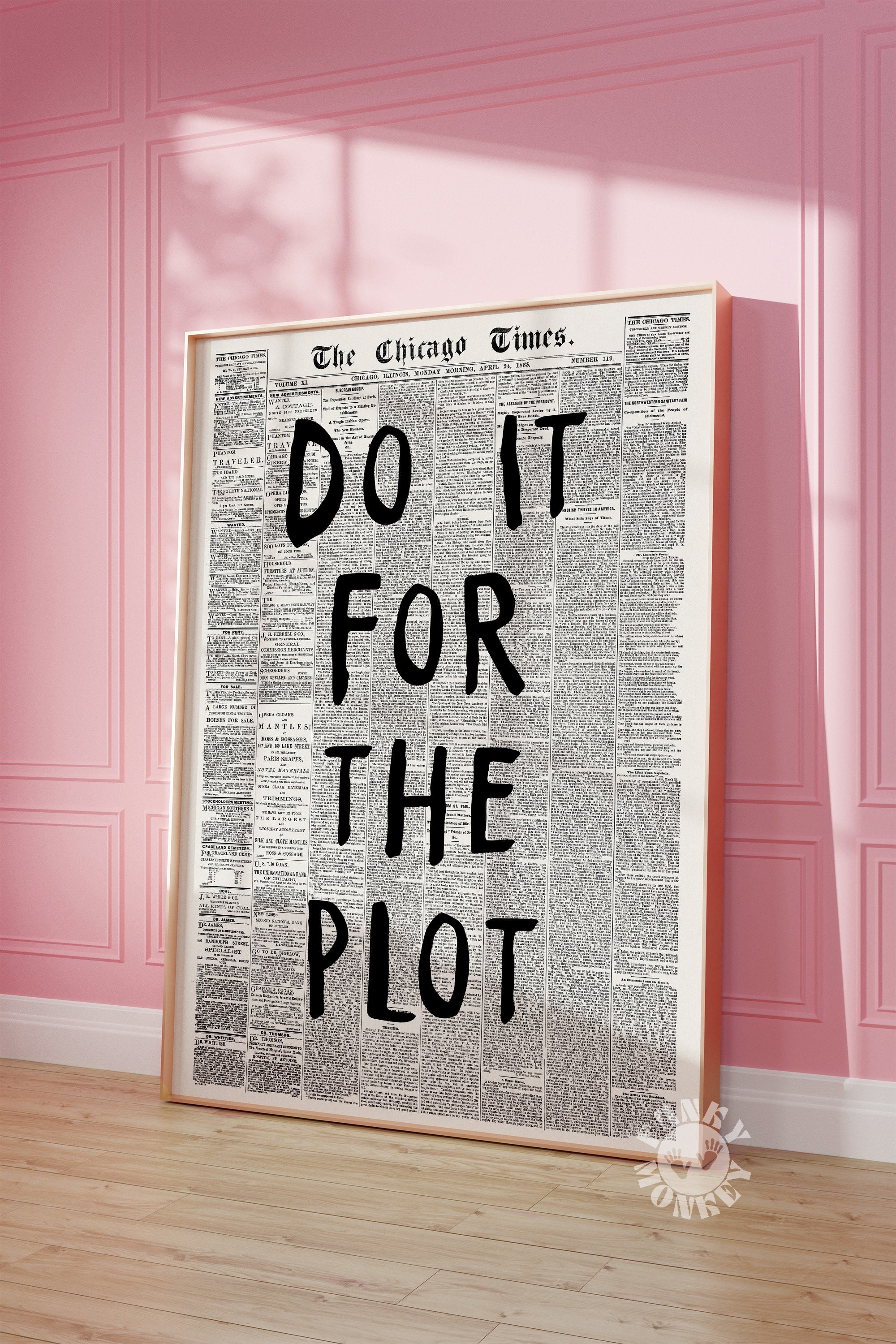 Do It for the Plot Retro Newspaper Print, Trendy Wall Art, Apartment ...