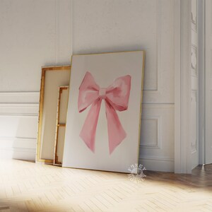 Pink Bow Print, Coquette Room Decor Aesthetic, Pink Nursery Girly Wall ...