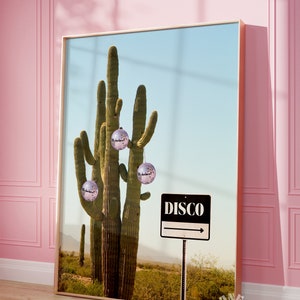Disco Cactus Print, Trendy Wall Art, Retro Printable Art, Desert Art ...