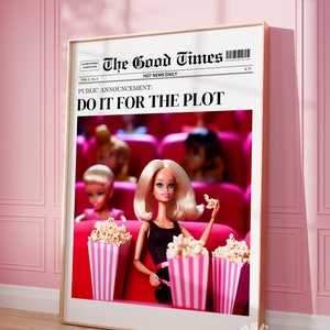Do It for the Plot Pink Newspaper Headline Print, Trendy Wall Art, Cute ...