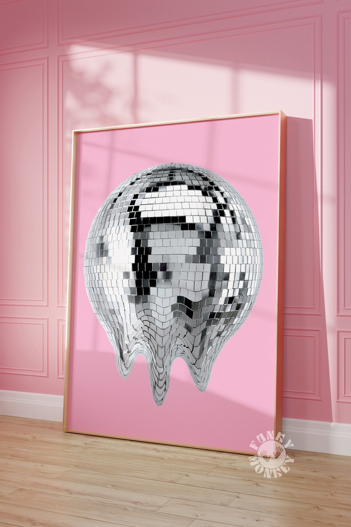 Trendy Disco Ball Melting Print, Trendy Wall Art Prints, Pink Disco ...