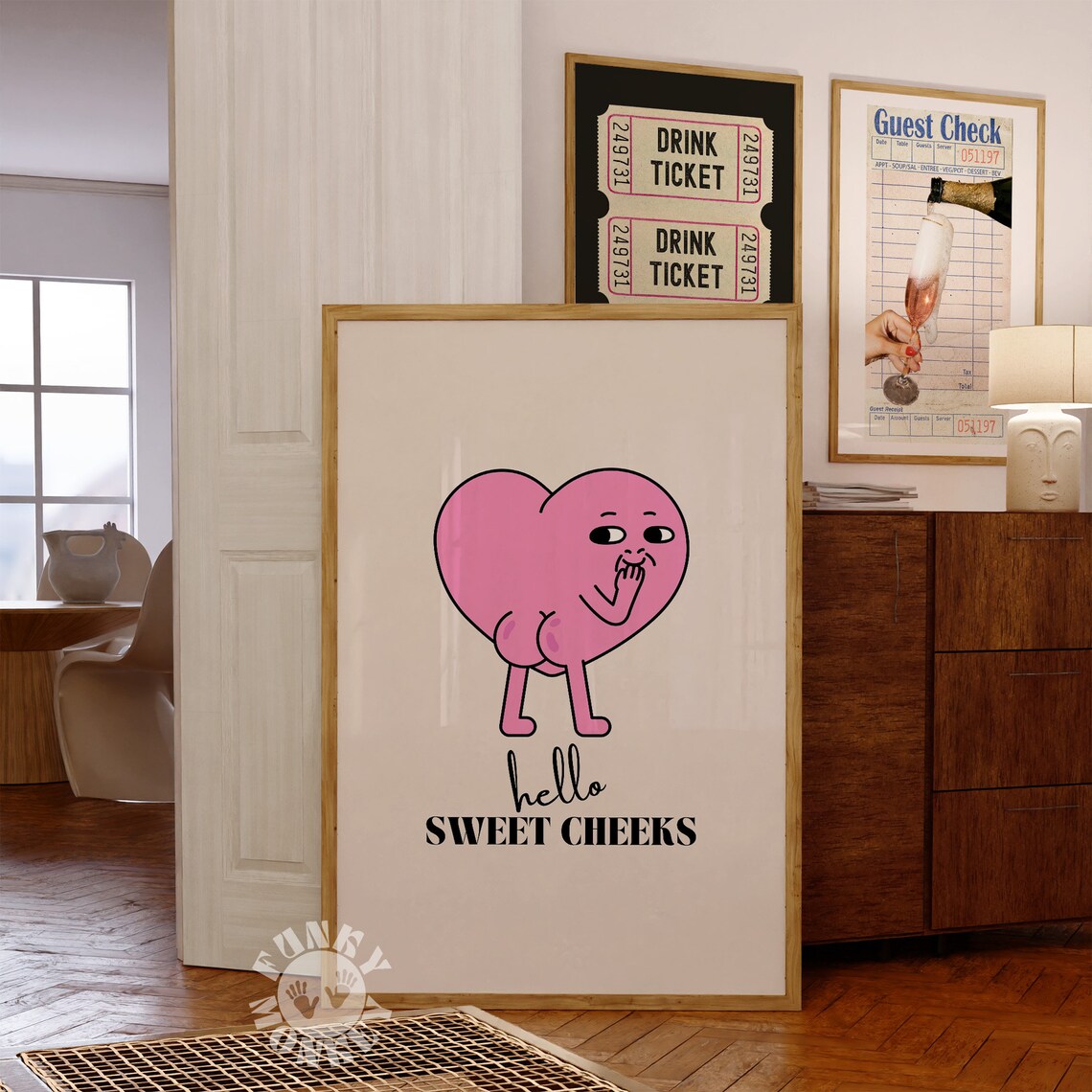 Retro Bathroom Wall Art, Hello Sweet Cheeks Art Print, Funny Retro ...