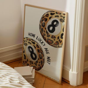 8 Ball Leopard Print, Retro Lucky Eight Ball Billiard Poster, Funky Y2K ...