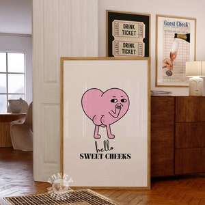 Hello Sweet Cheeks Retro Bathroom Print, Funny Bathroom Wall Art, Retro ...