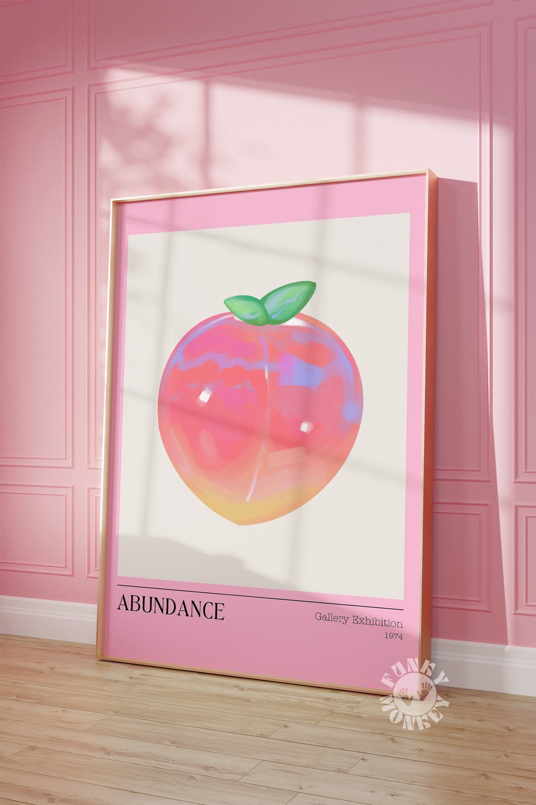 Peach Preppy Wall Art, Retro Digital Print, Pink Aesthetic, Trendy Wall ...