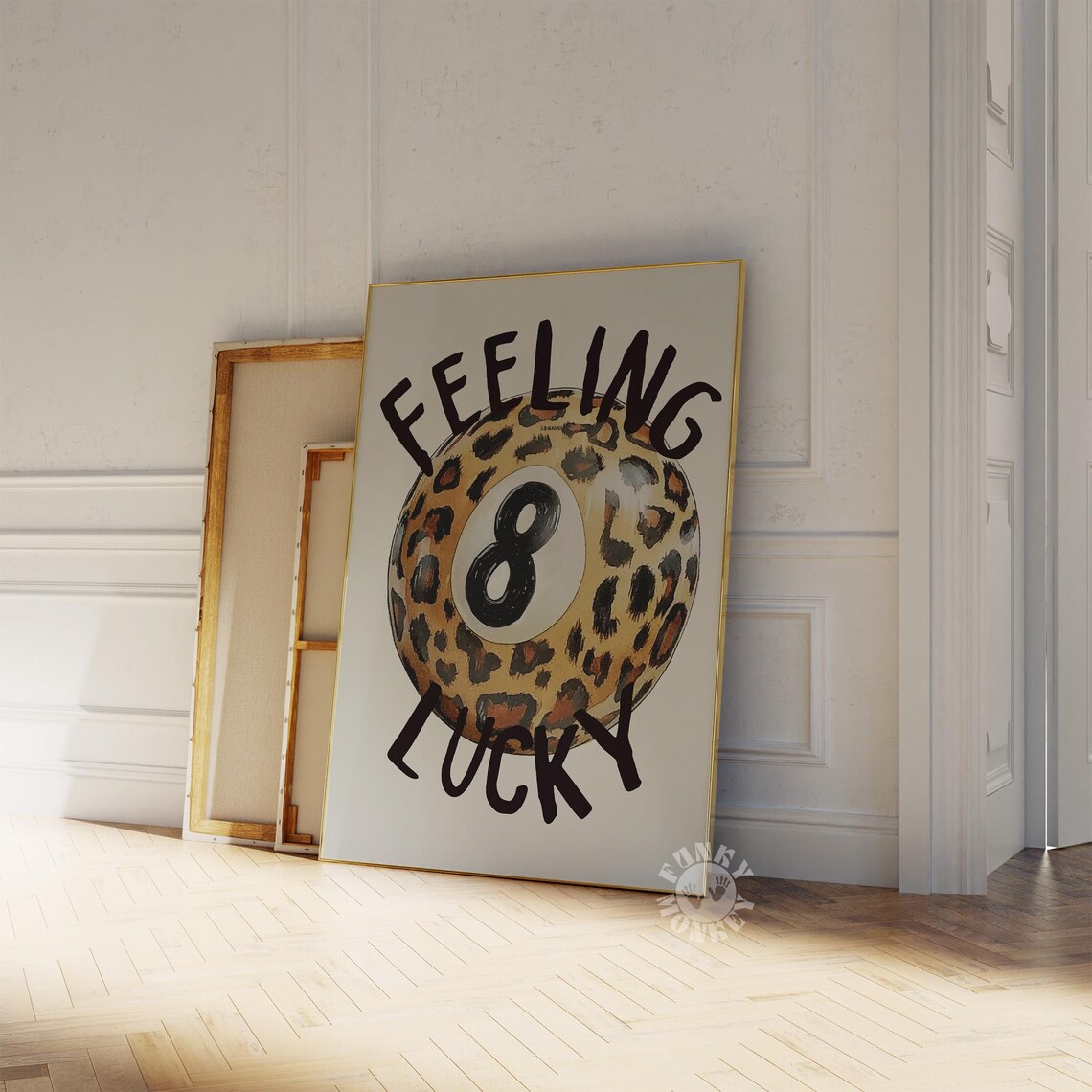 8 Ball Leopard Print, Retro Lucky Eight Ball Billiard Poster, Funky Y2K ...