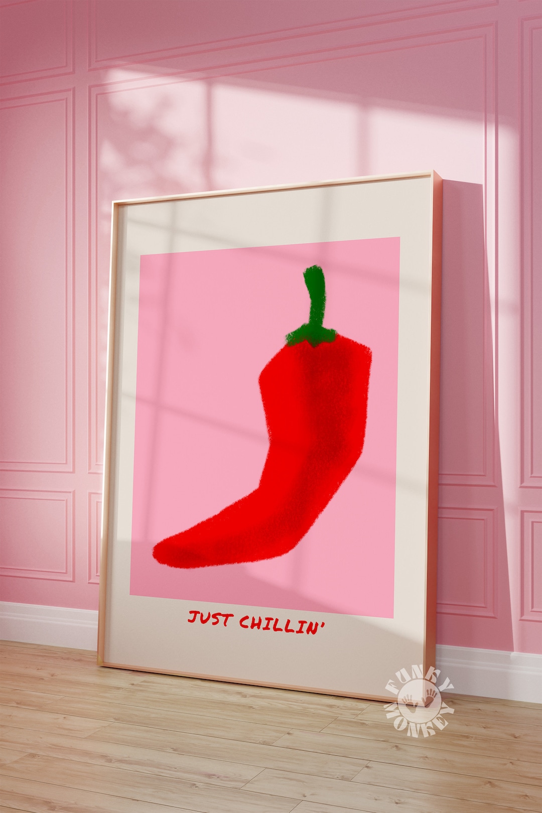Just Chillin Wall Art Print, Chilli Poster, Retro Kitchen Decor Digital ...