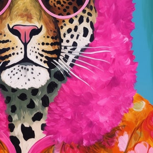 Fashion Animal Print, Funky Preppy Leopard With Hoodie Glasses ...