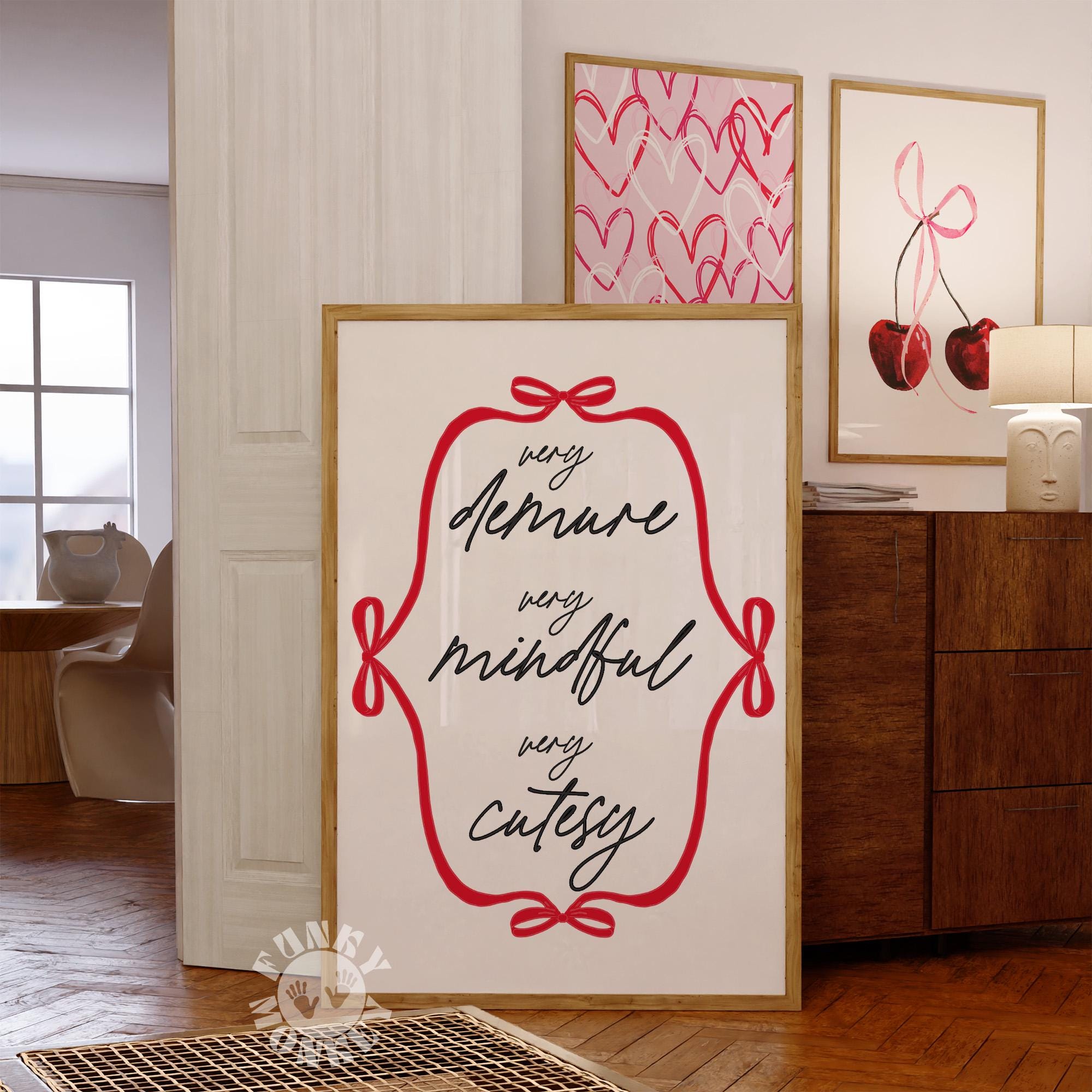 Very Demure Very Mindful Art Print, Red Trendy Wall Art, College ...