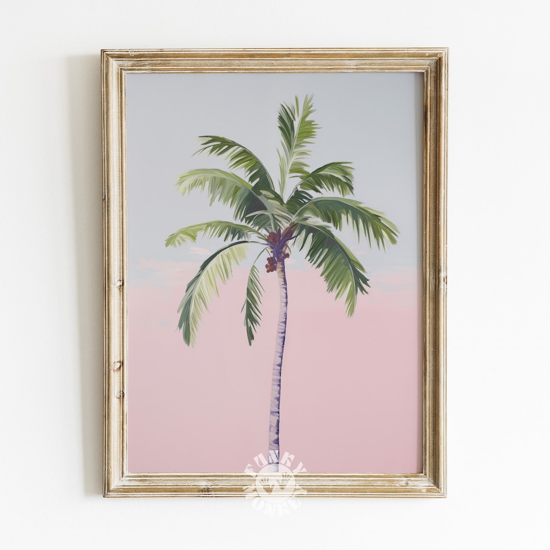 Palm Tree Digital Pink, Pink Summer Wall Art Print, Girly Painting ...