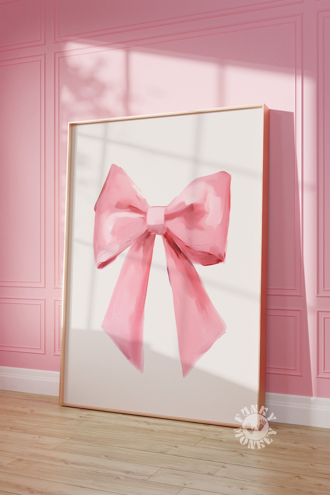 Pink Bow Print, Coquette Room Decor Aesthetic, Pink Nursery Girly Wall ...