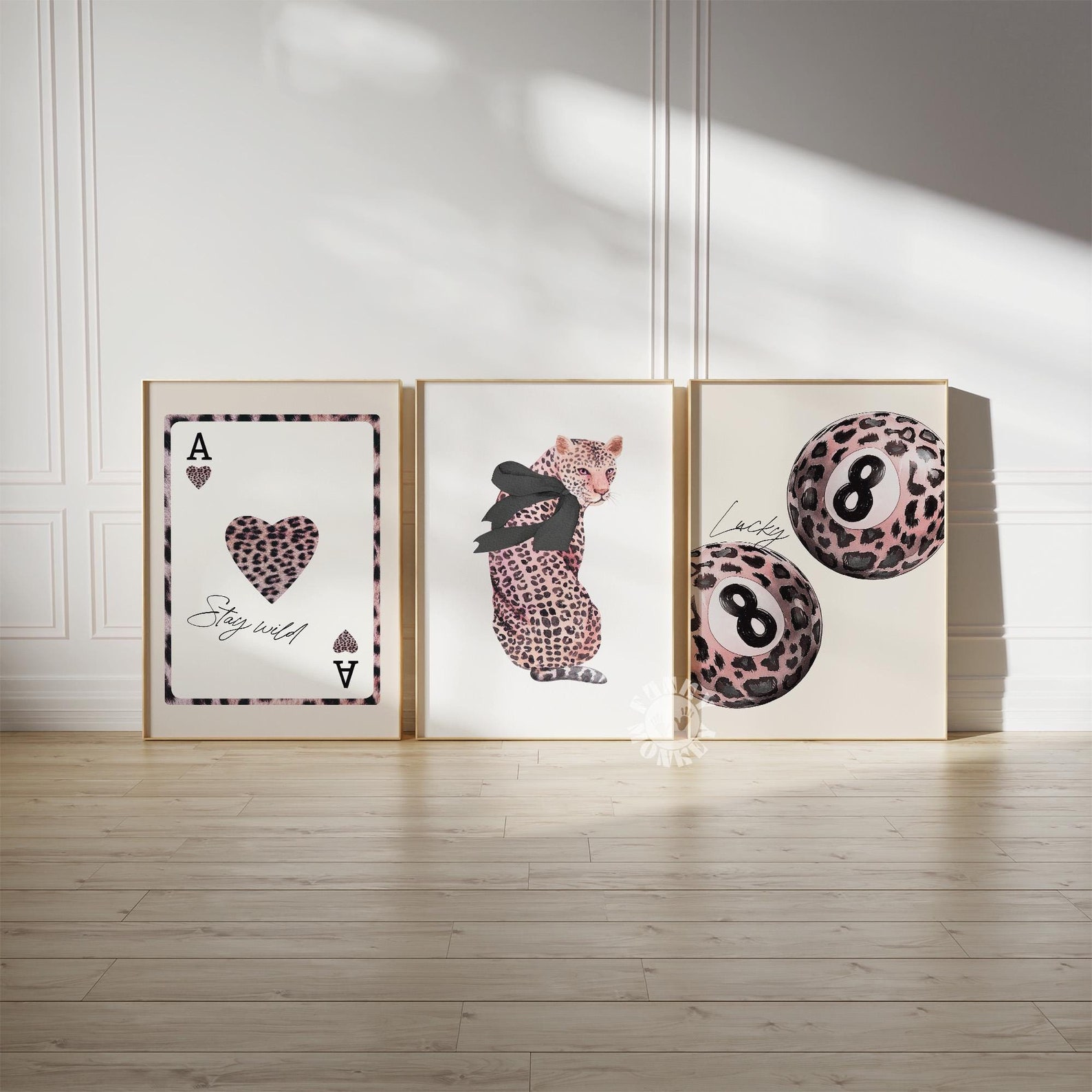 Trendy Leopard Print Set, 8 Ball Digital Prints, Pink Leopard Wall Art ...