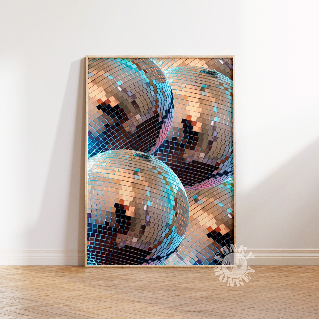 Disco Balls Poster, Trendy Wall Art Prints, Preppy Prints, Retro Wall ...