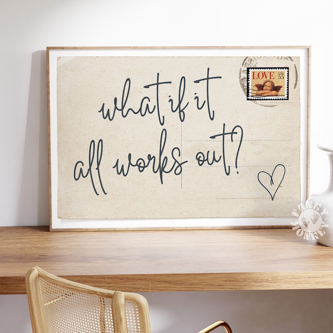 What If It All Works Out Print, Trendy Wall Art, Retro Vintage Postcard ...