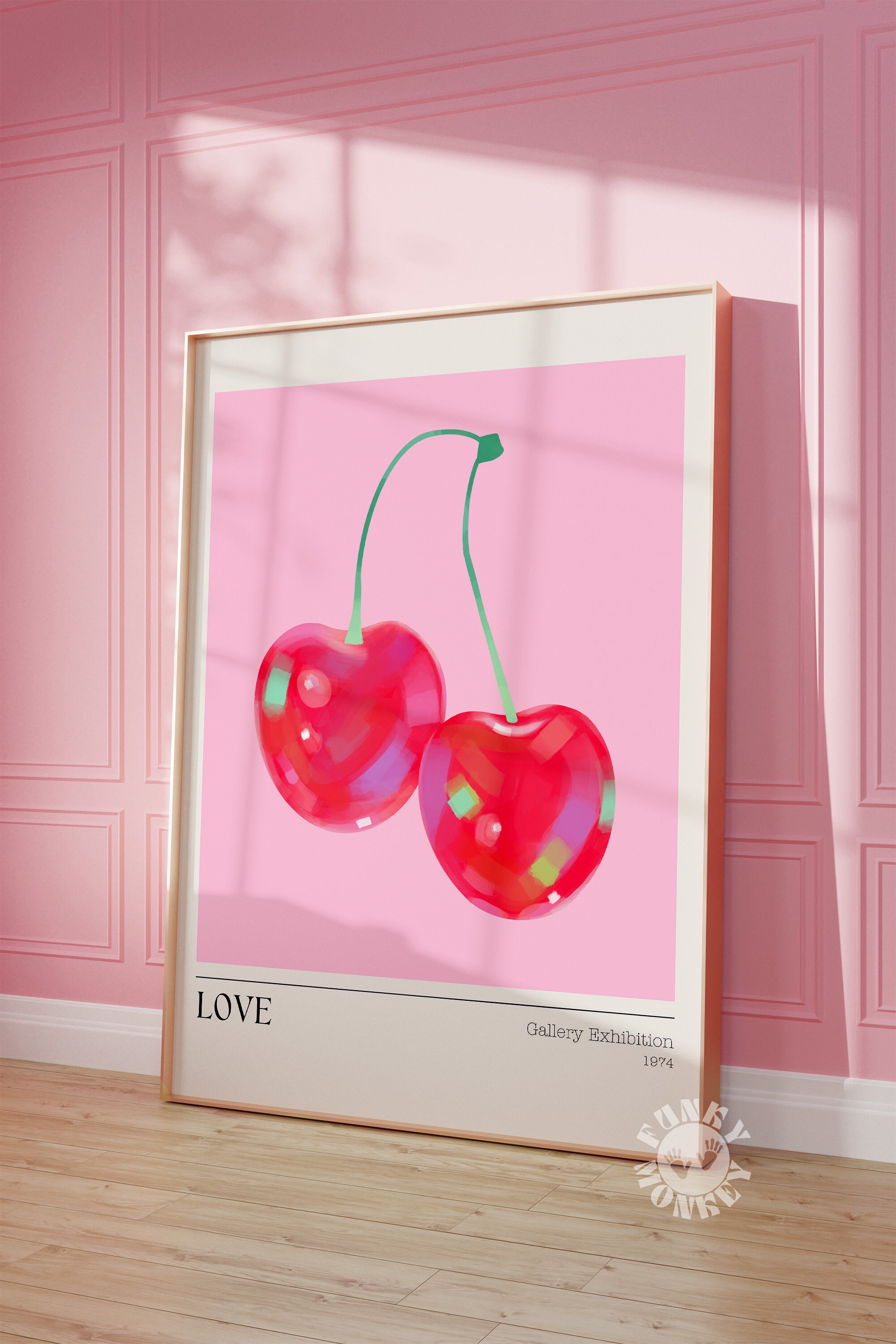 Retro Cherry Wall Art Print, Gallery Exhibition Poster, Trendy Wall Art ...