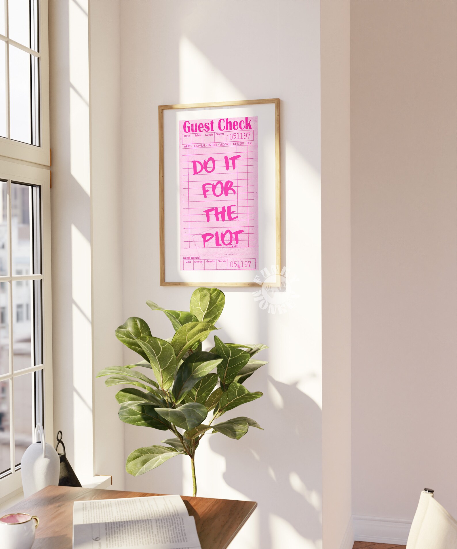 Do It for the Plot Guest Check Print Pink Trendy Wall Art - Etsy