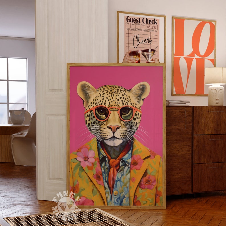 Preppy Funky Animal Print, Fashion Leopard Printable Art, Dopamine ...