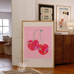 Retro Wall Art Print Set of 3, Pink Preppy Poster Set, Printable Trendy ...