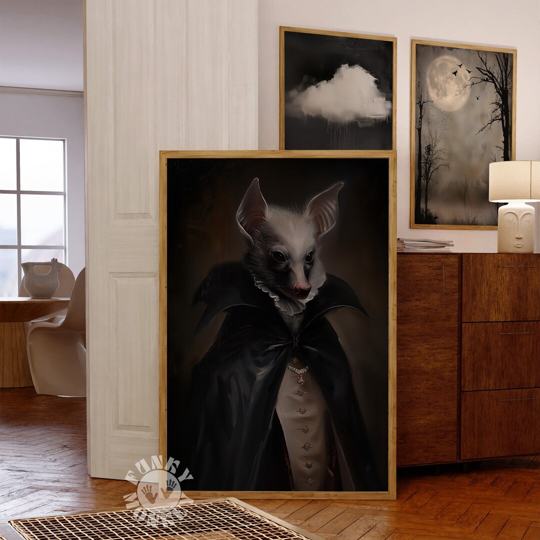 Vampire Bat Gothic Halloween Art Print, Victorian Vintage Style ...
