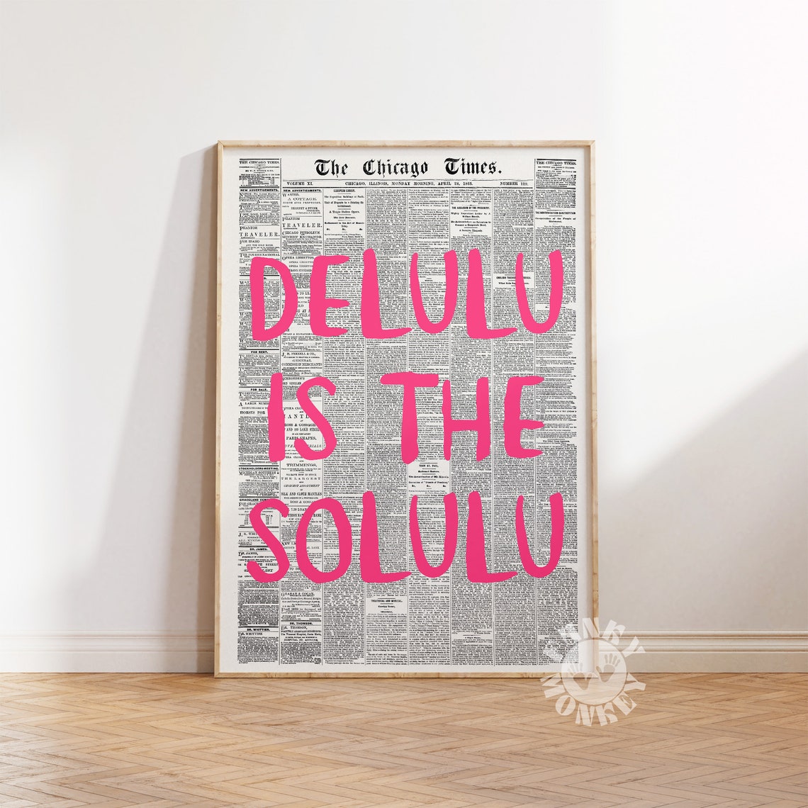 Delulu Digital Print, Pink Trendy Newspaper Poster, Delusional ...