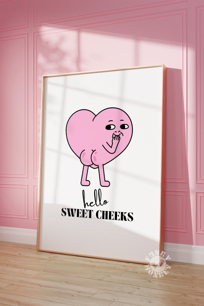 Hello Sweet Cheeks Retro Bathroom Print, Funny Bathroom Wall Art, Retro ...
