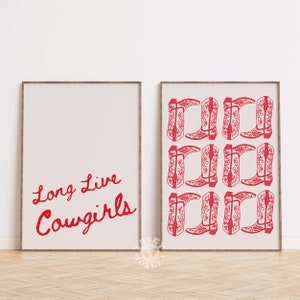 Cowgirl Print Set of 6, Retro Disco Cowgirl Western Gallery Wall Print ...