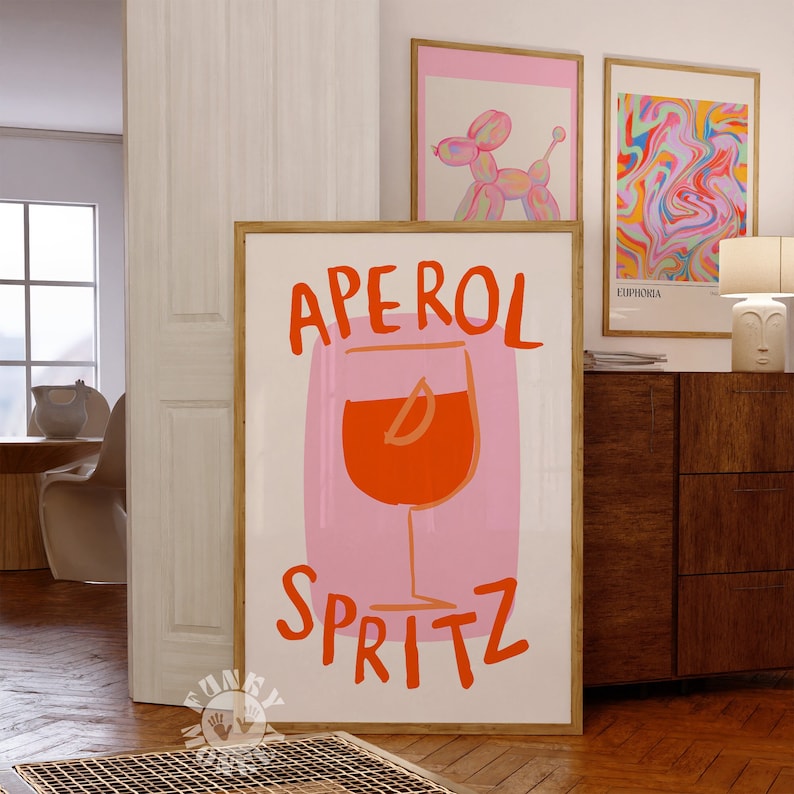 Aperol Spritz Print, Trendy Retro Bar Cart Decor, Dorm Room Digital ...