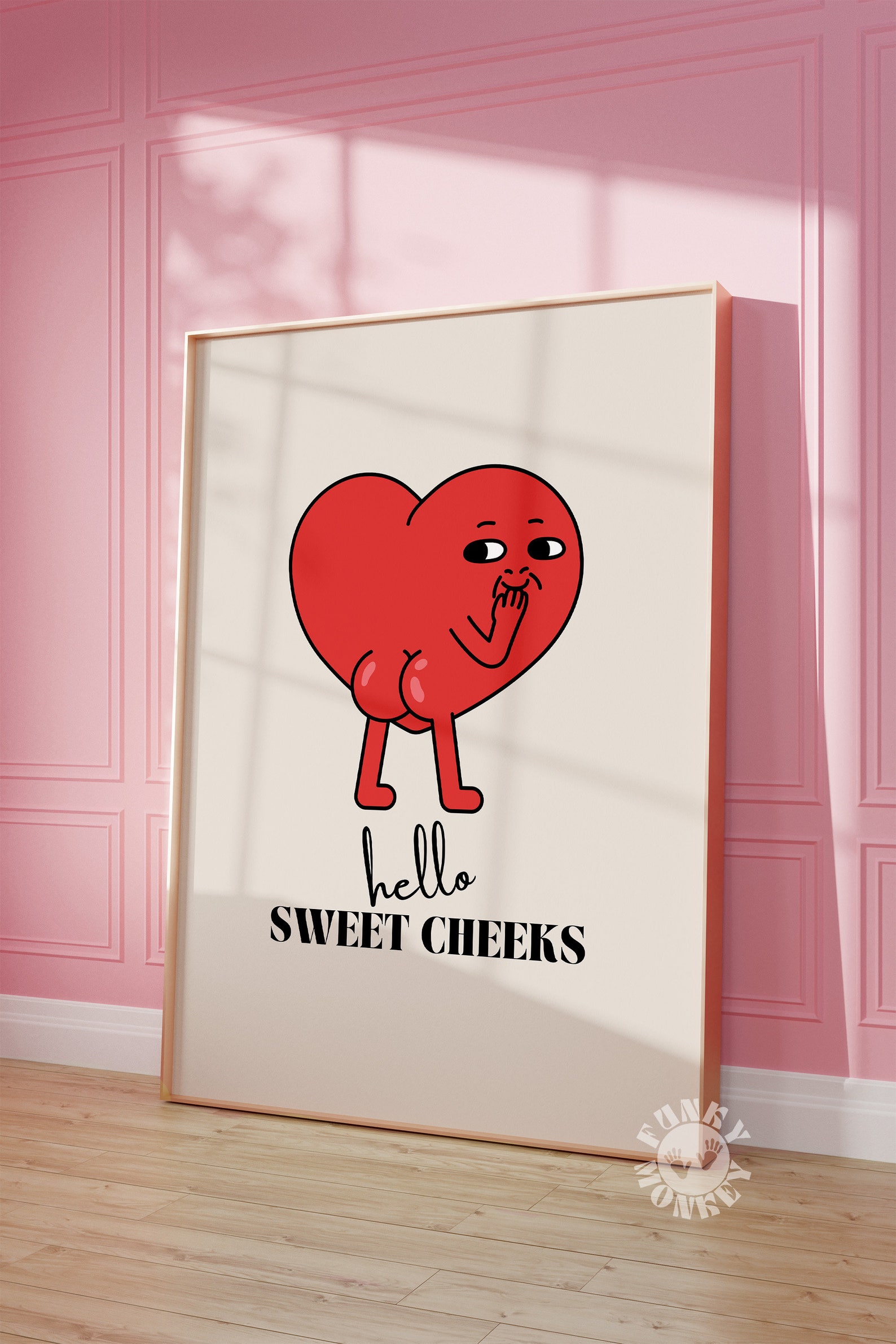 Cute Retro Bathroom Wall Art, Hello Sweet Cheeks Art Print, Funny ...
