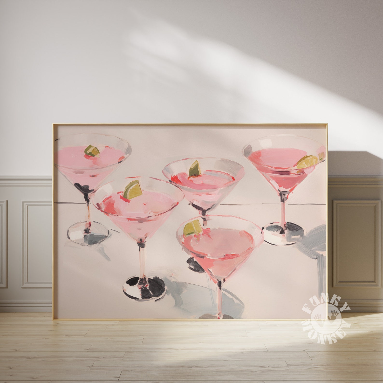 Pink Cocktails Print, Retro Bar Cart Art Print, Summer Cocktail ...