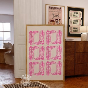 Pink Cowgirl Print Set, Long Live Cowgirls Printable Wall Art, Retro ...