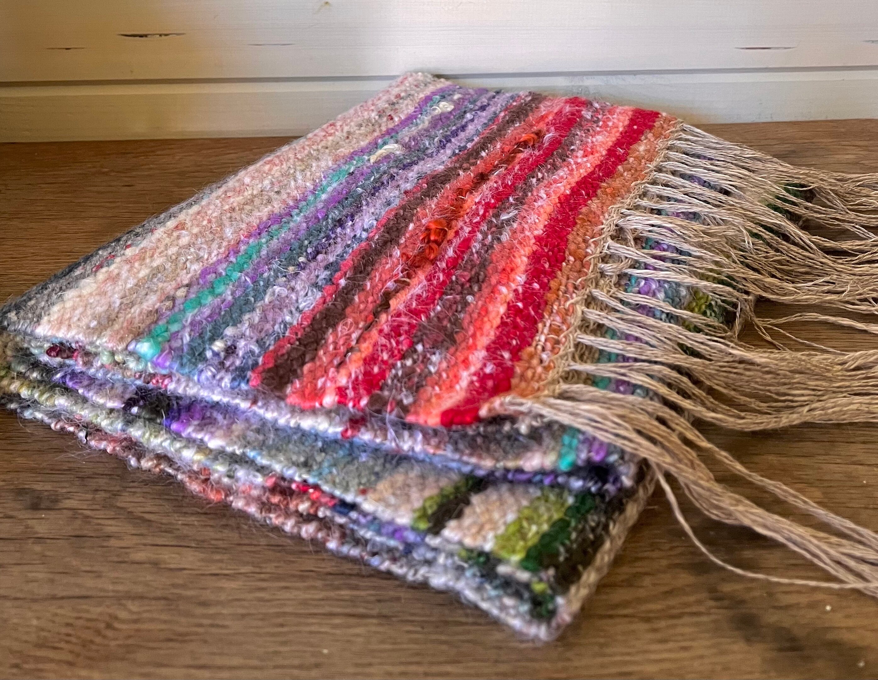 Hand Woven Wrap Using Colourful Hand Spun Yarns. Size - Etsy