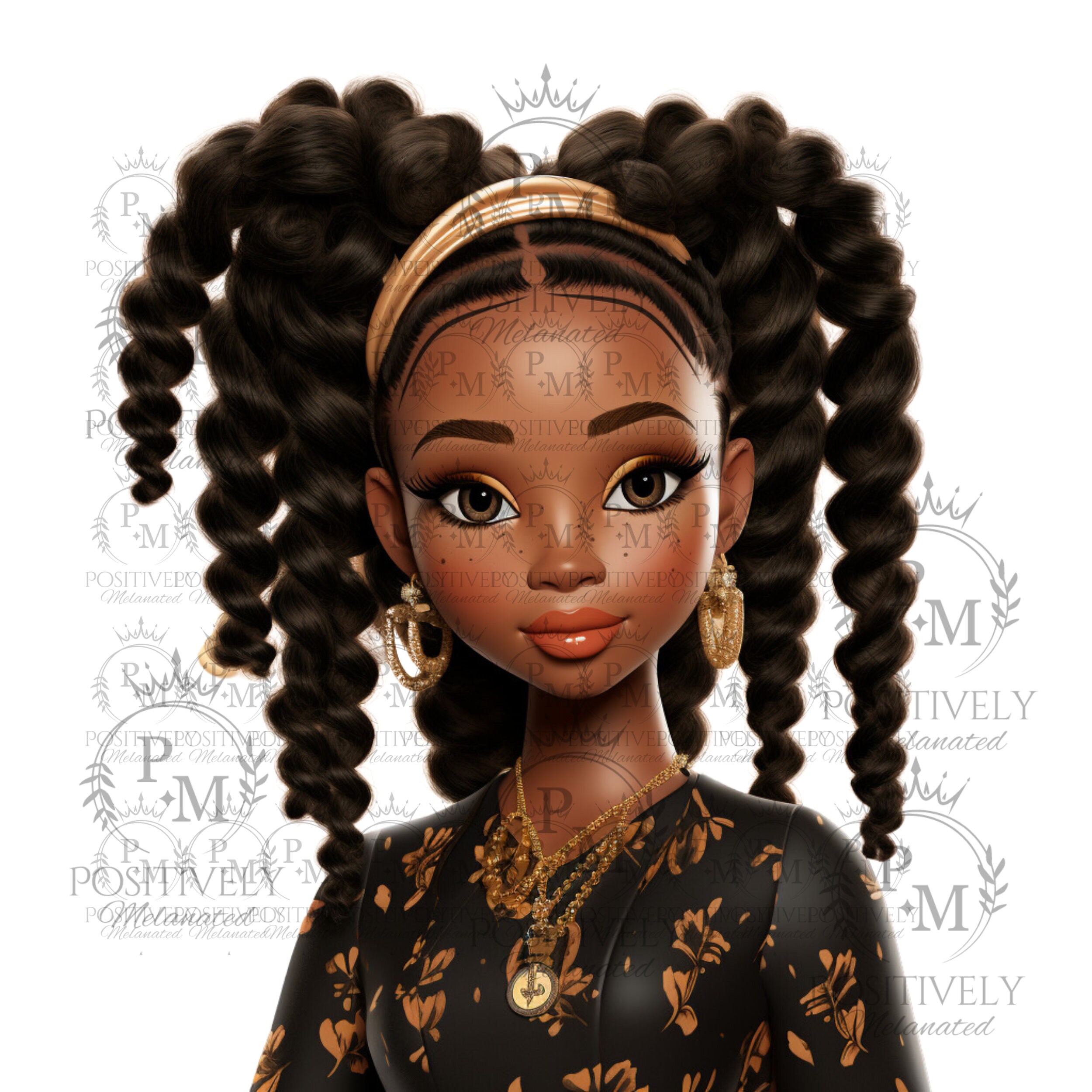 African American Girls With Braids: Glamorous Black & Gold Artbeautiful ...