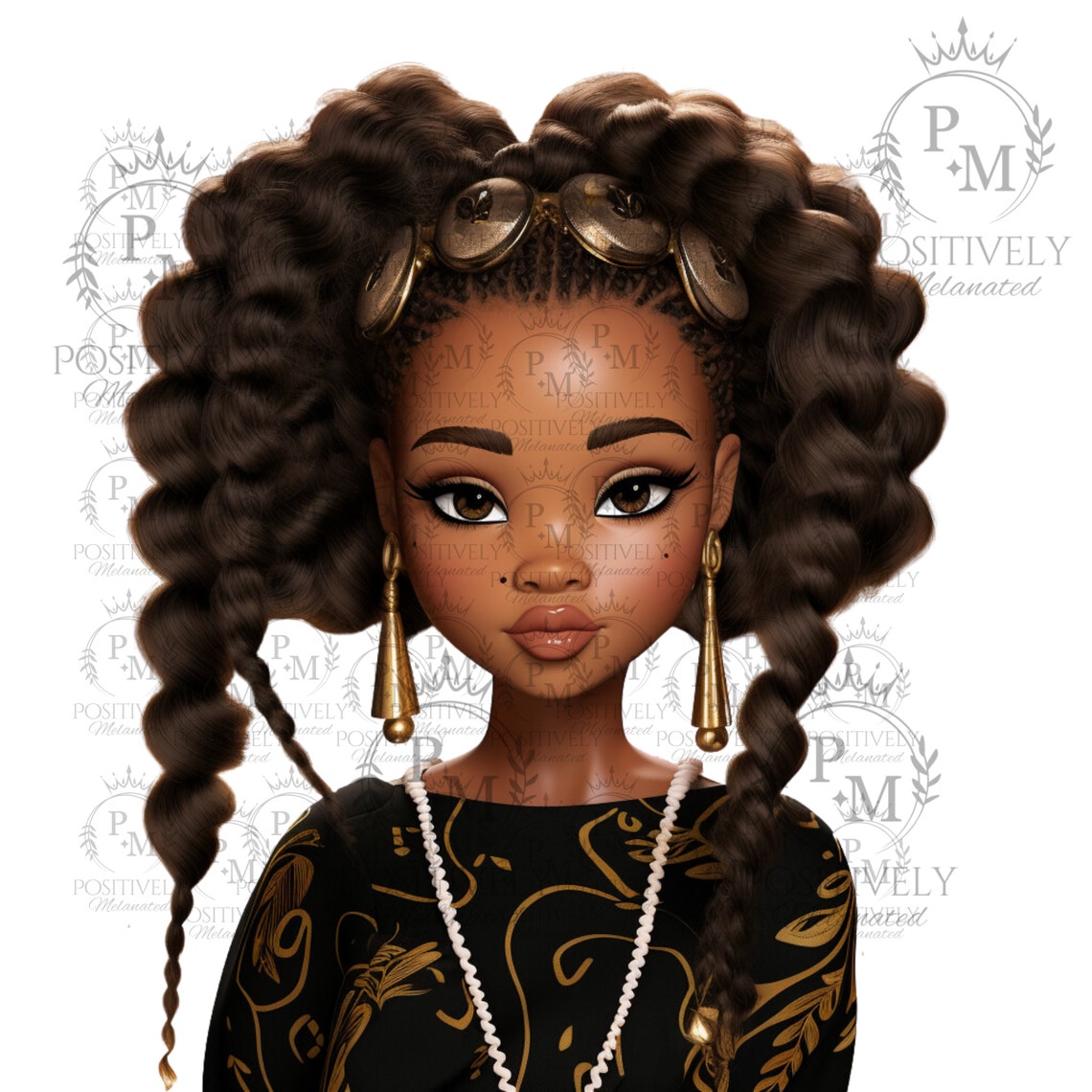 African American Girls With Braids: Glamorous Black & Gold Artbeautiful ...