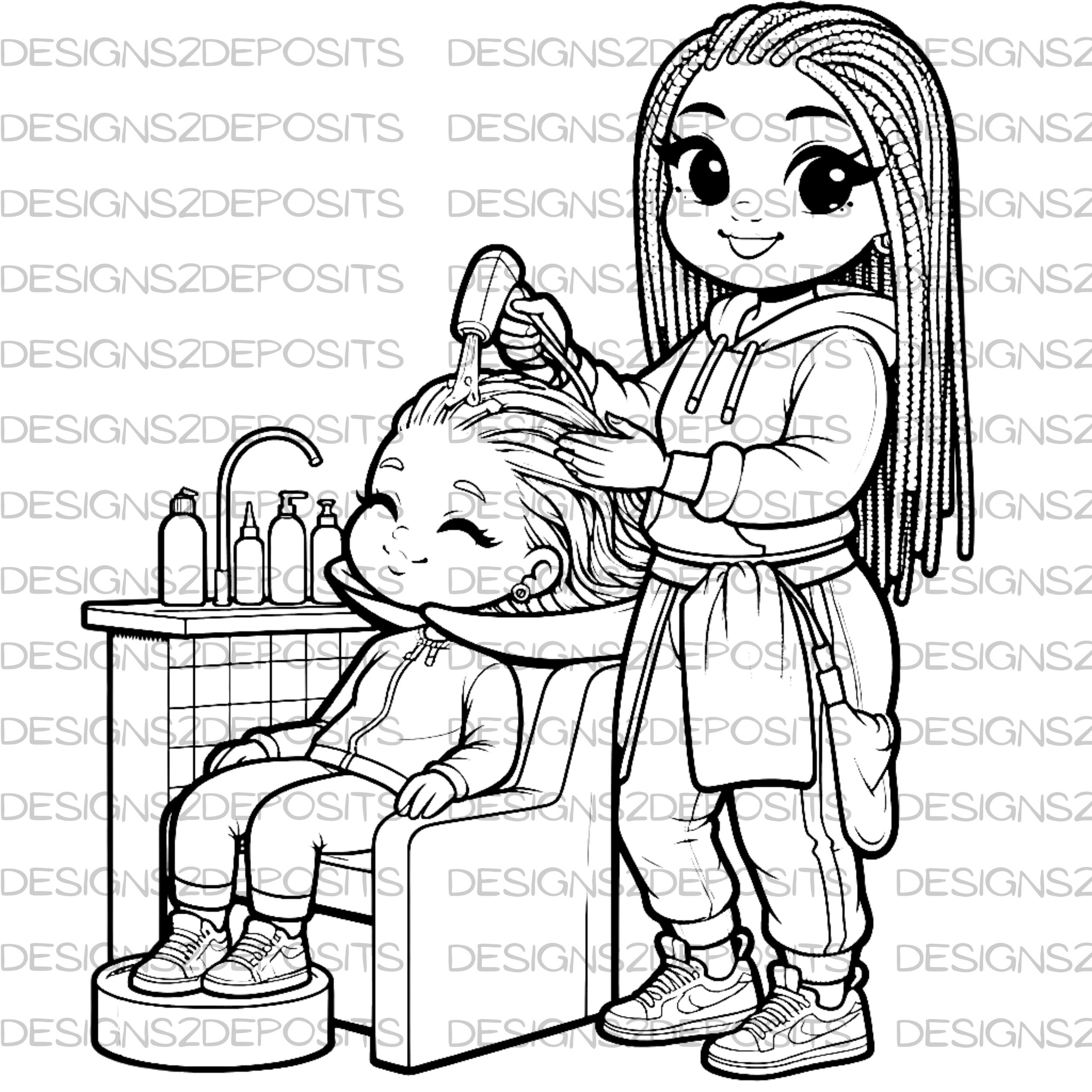Kids Coloring Book, Printable Coloring Pages, African American Hair ...