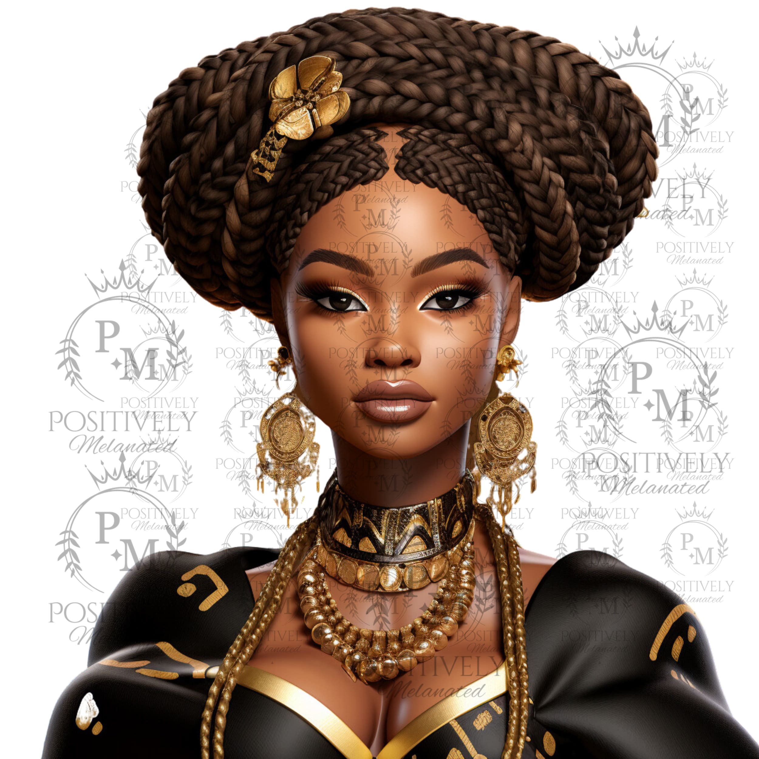 African American Girls With Braids: Glamorous Black & Gold Artbeautiful ...