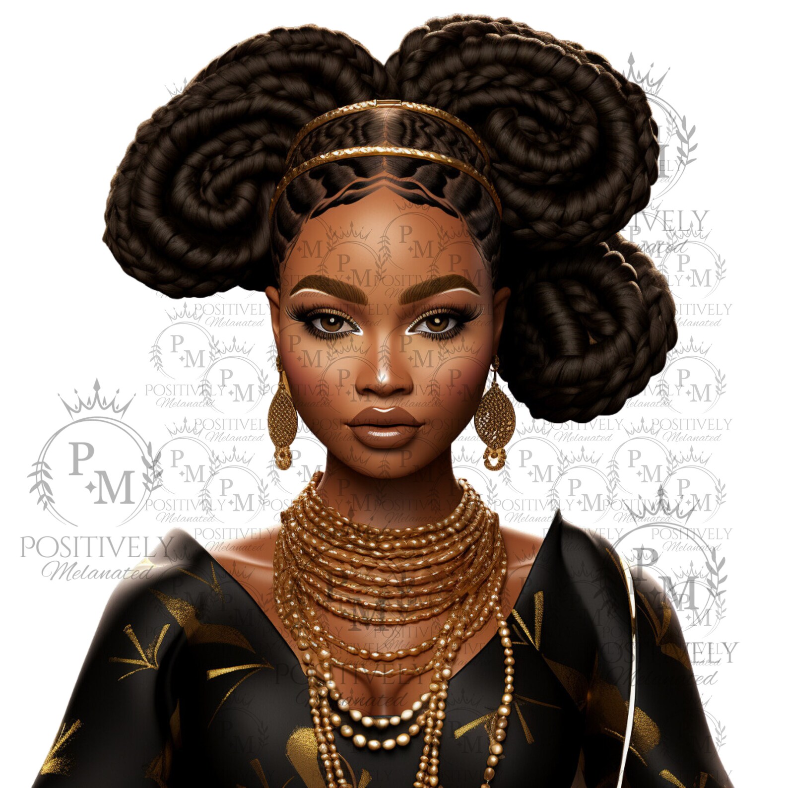 African American Girls With Braids: Glamorous Black & Gold Artbeautiful ...