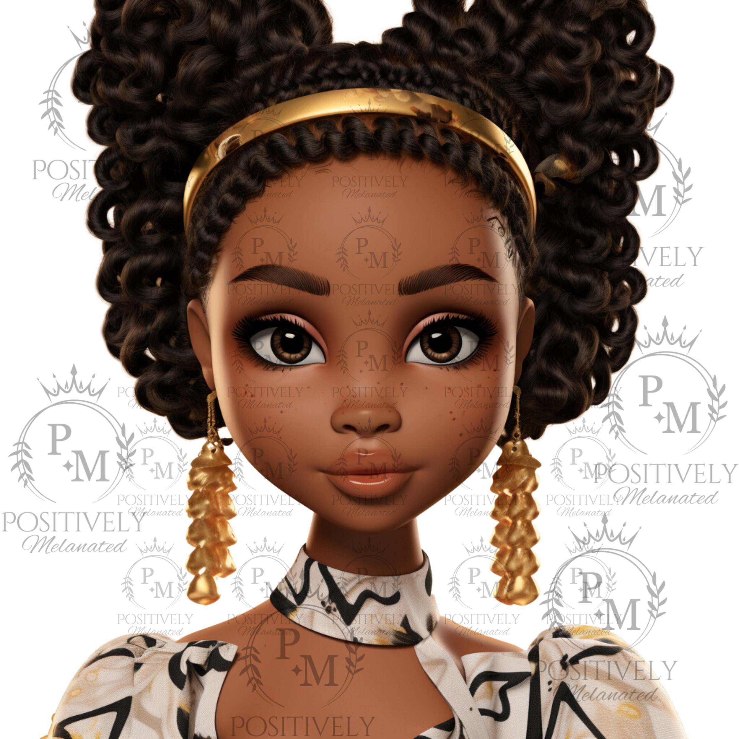 African American Girls With Braids: Glamorous Black & Gold Artbeautiful ...