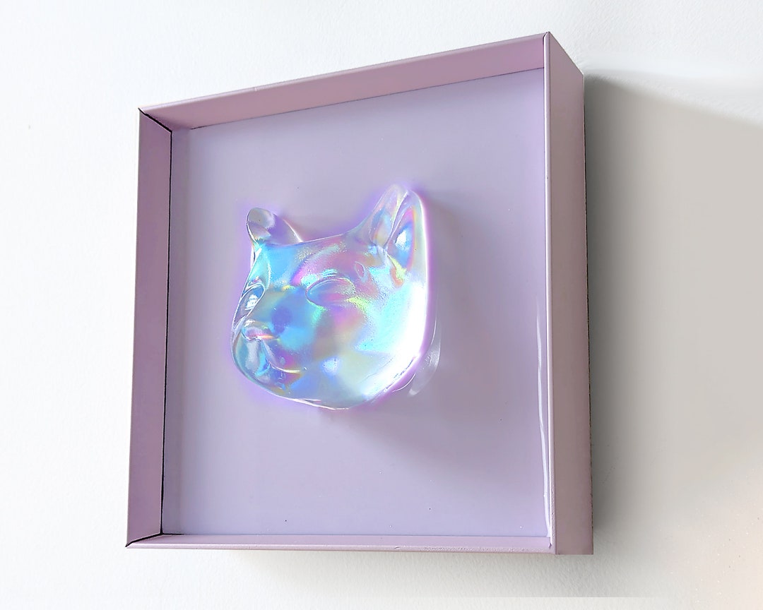Cat Art Holographic Wall Decor Pop Art 3D Resin Art Home Decor Cat ...