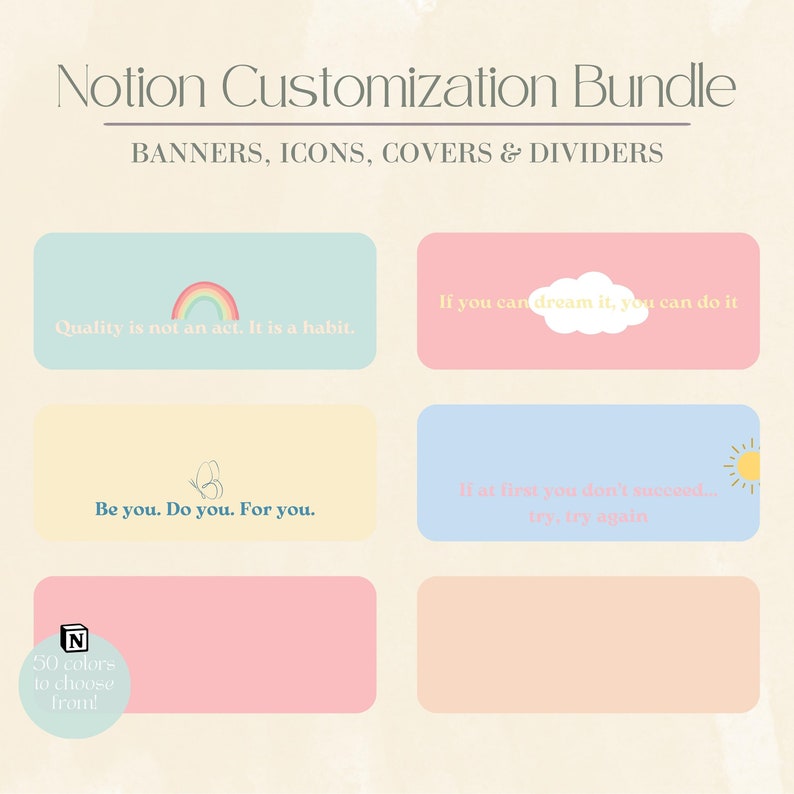 Notion Banners & Dividers Customization Bundle Template - Etsy