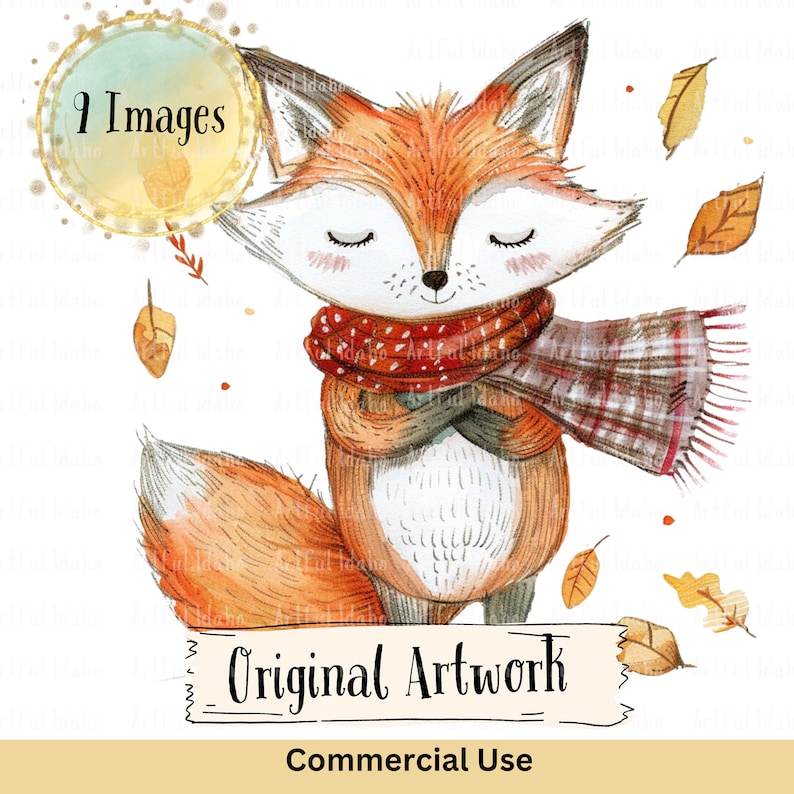 Fall Animal Clip Art | Fall Fox Clip Art | Sublimation Clip Art ...