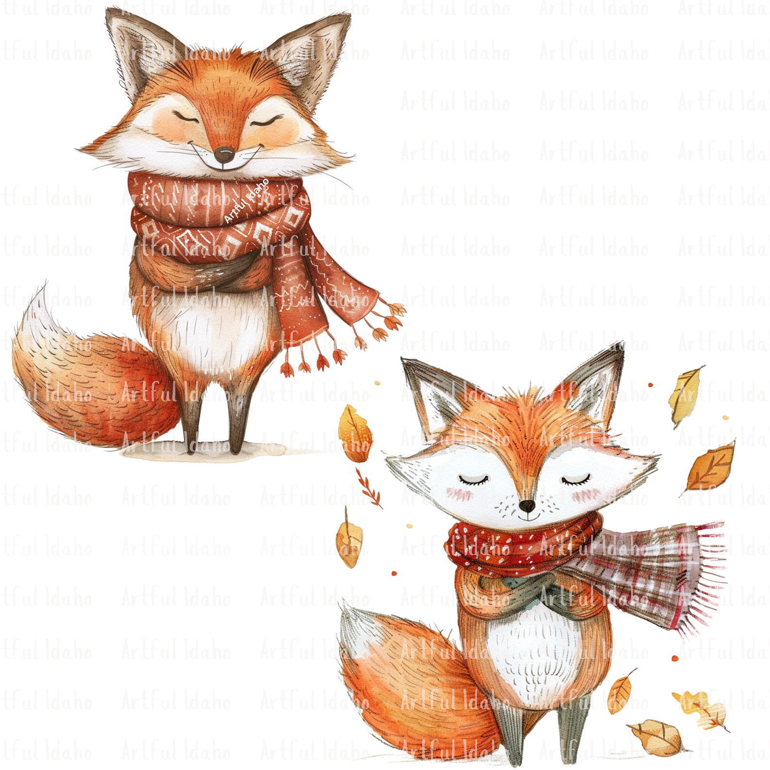 Fall Animal Clip Art | Fall Fox Clip Art | Sublimation Clip Art ...