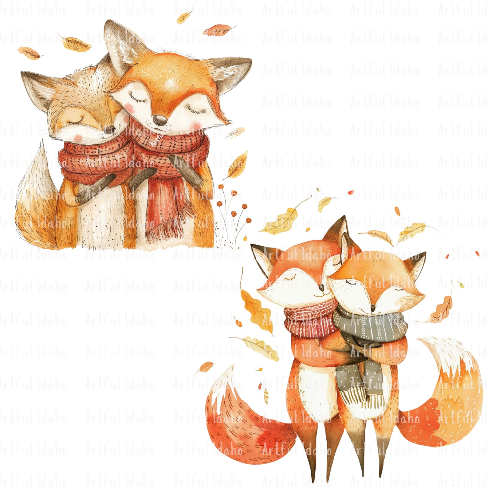 Fall Animal Clip Art | Fall Fox Clip Art | Sublimation Clip Art ...