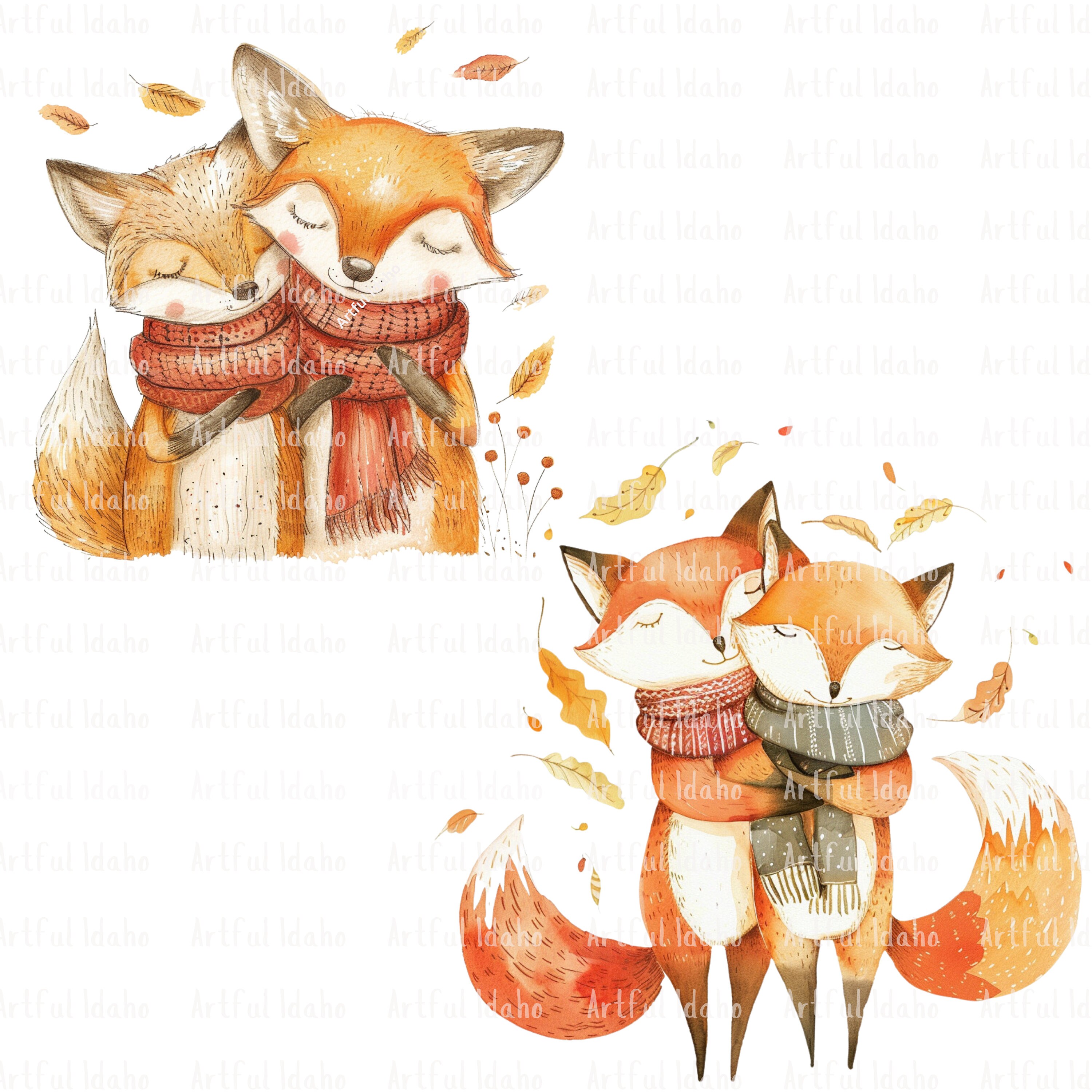 Fall Animal Clip Art | Fall Fox Clip Art | Sublimation Clip Art ...