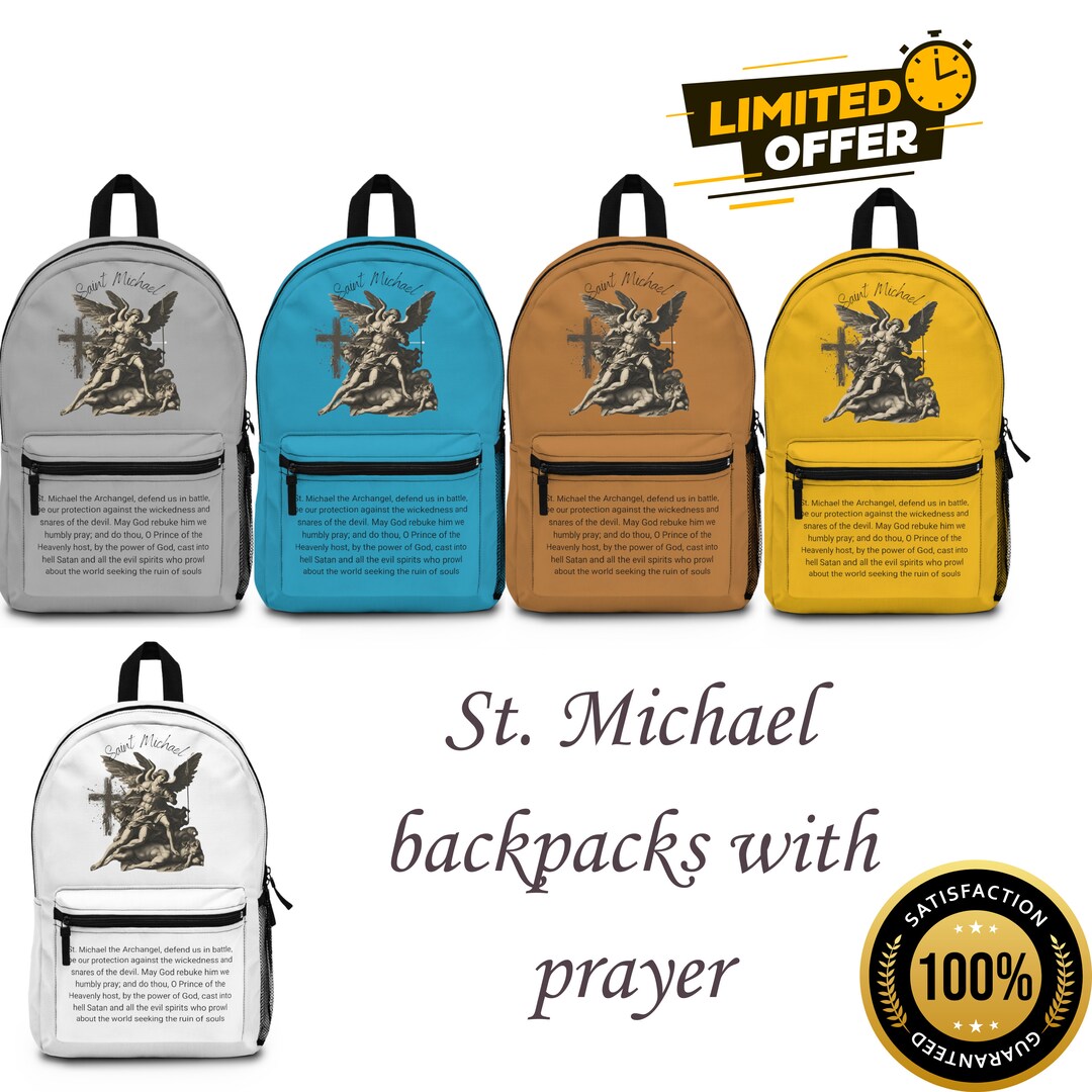 St Michael Backpack | St Michael | Saint Michael Slaying the Dragon ...