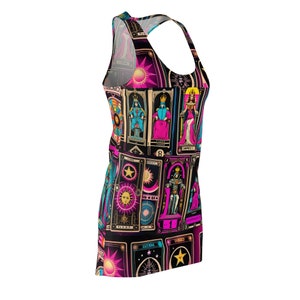 Retro Tarot Dress/ Tarot Reading Gift Dress/vintage Tarot Deck Dress ...