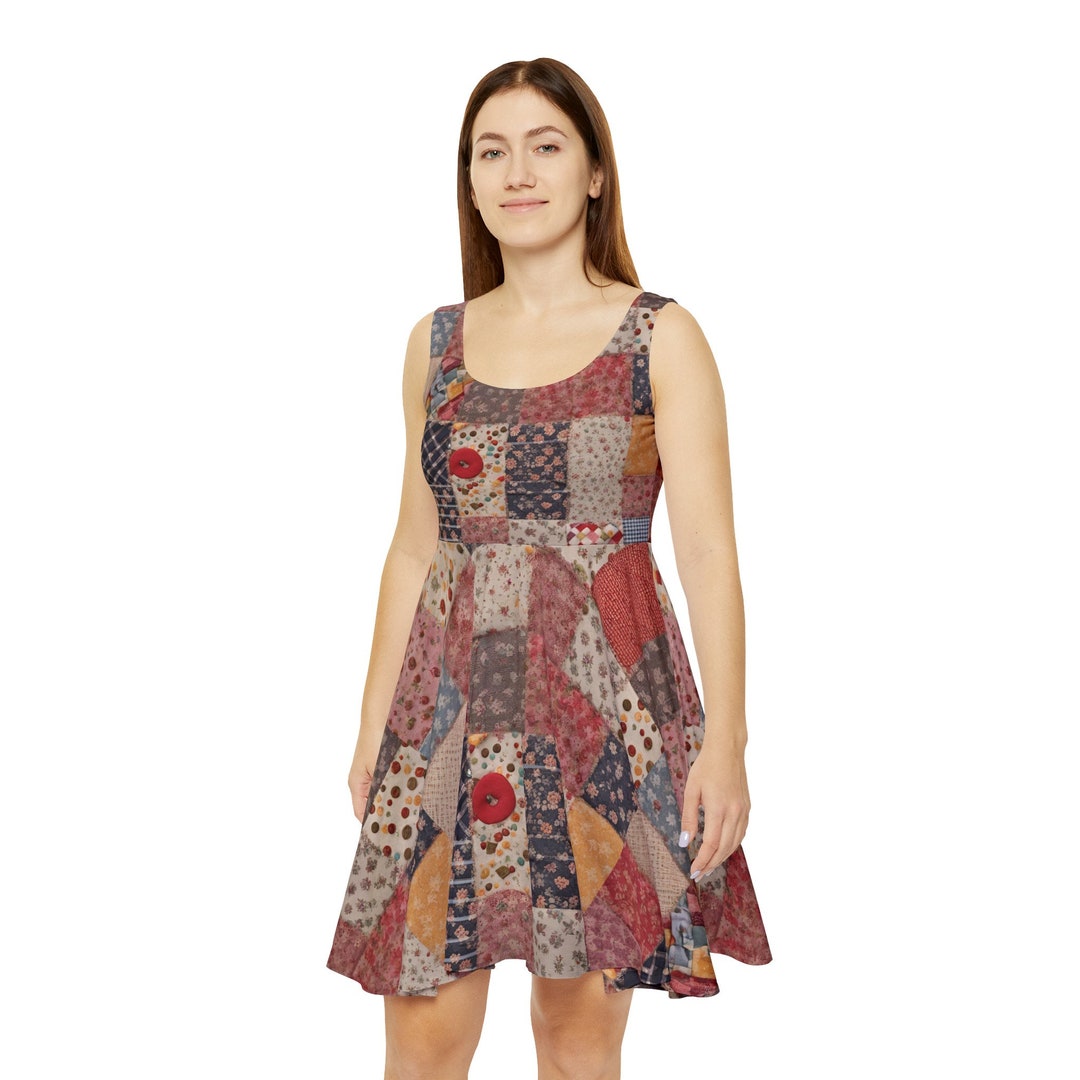 Patchwork Print Round Dress, Elegant Ruffle Dress for Spring and Summer ...