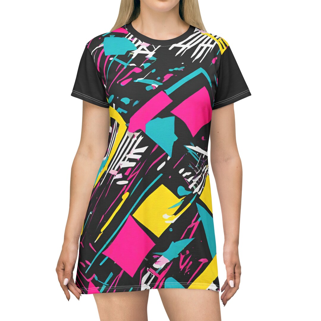 Retro T Shirt Dress | 80s Party Dress |festival Dress |dress Travel ...