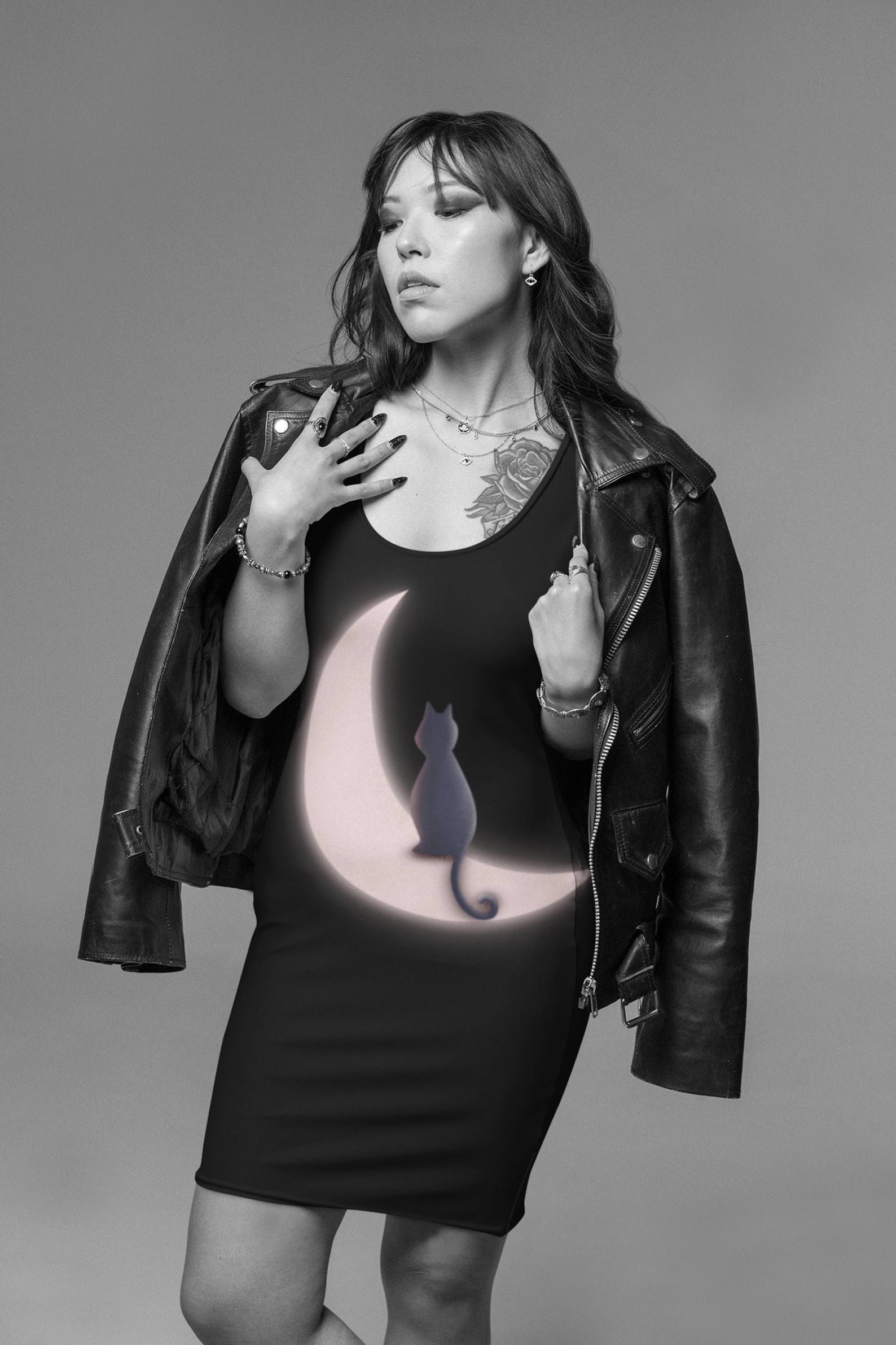 Black Cat Dress/ Cat Dress/cat Fashion Clothing/ Cat Lover Gift/ Moon ...