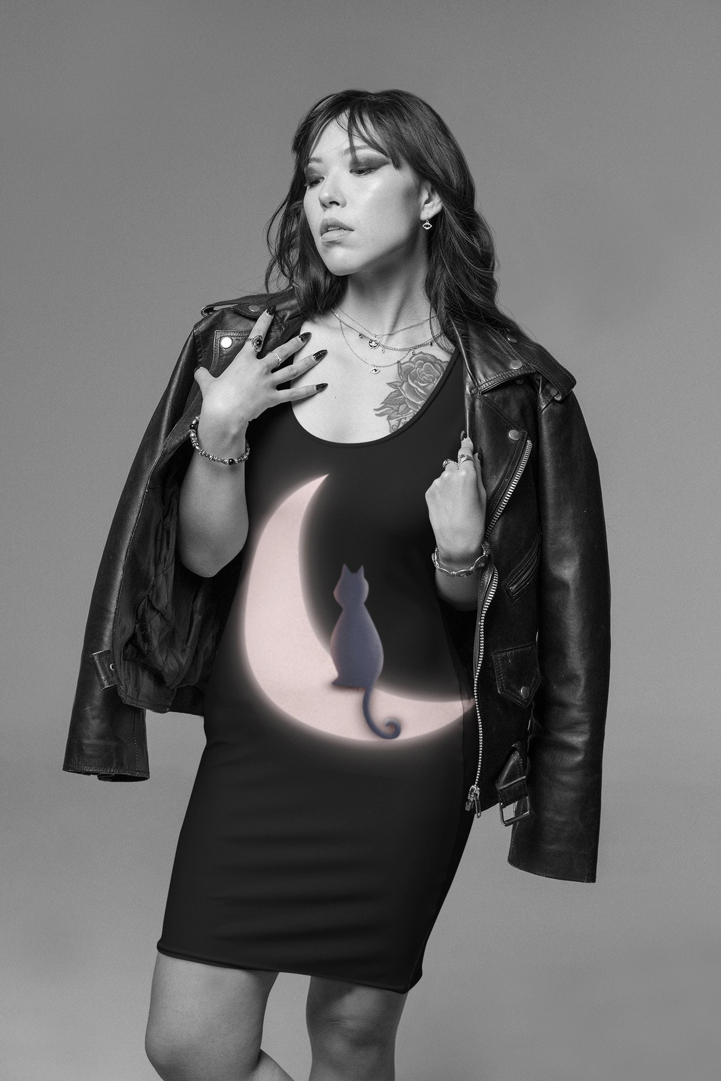 Black Cat Dress/ Cat Dress/cat Fashion Clothing/ Cat Lover Gift/ Moon ...